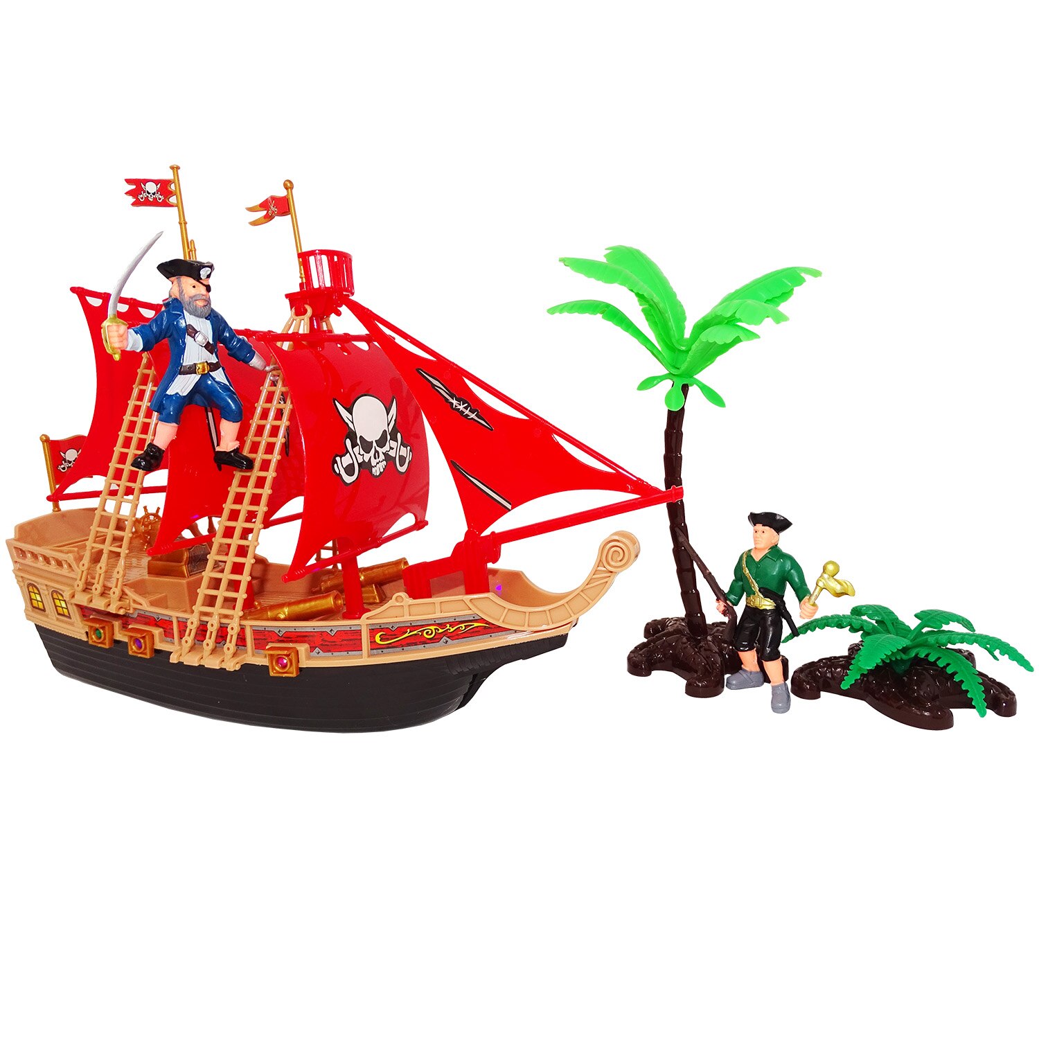 Set Corabia Piratilor cu Lumini, Sunete, 2 Figurine si 2 Plante ...
