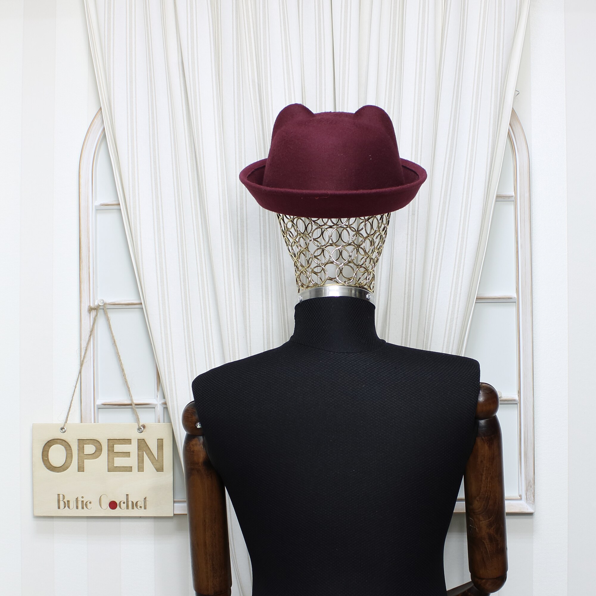 Palarie din fetru, de dama, marime 57, reglabila, Anoul, model cu ...