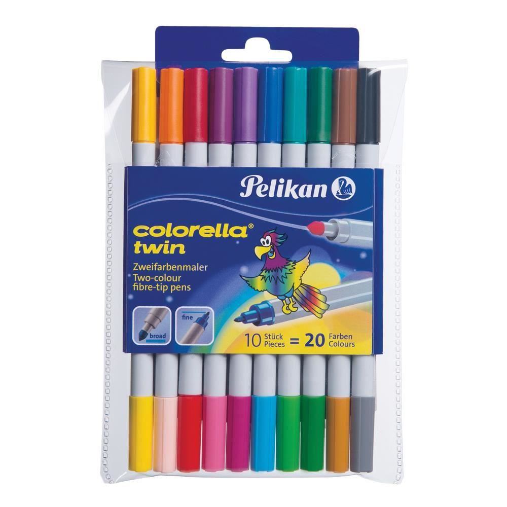 Carioci Pelikan C304 Twin 10 culori, 2 varfuri - eMAG.ro