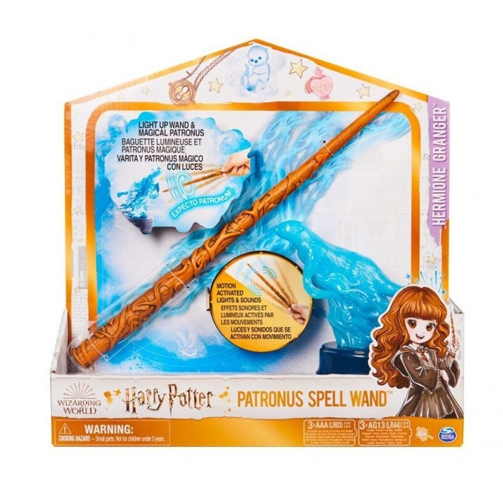 Set Bagheta lui Hermione + figurina Patronus of Wizarding Word Spin ...