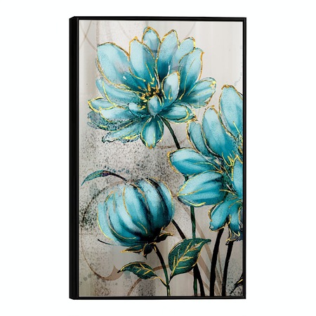 Tablou Poster Inramat, Bujori Albastri, 80x60 cm, Rama Neagra - eMAG.ro