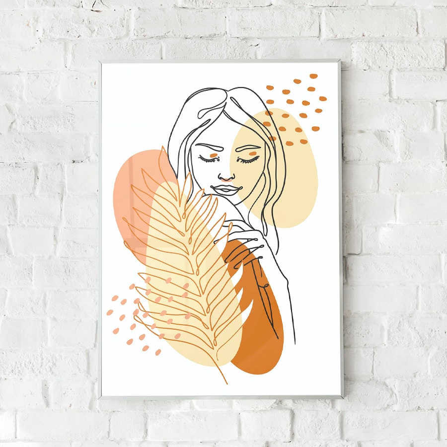 Tablou Poster Inramat, Line Woman, 21 x 30 cm, Rama Alba - eMAG.ro