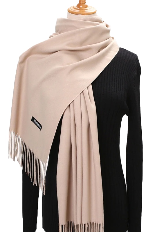Esarfa casmir lunga tip sal, toamna-iarna, bej - eMAG.ro