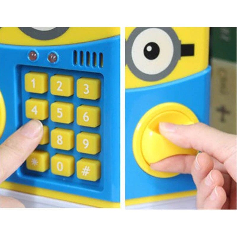 Pusculita SEMERAY pentru Copii Interactiva Minion, cu Cod Pin si Seif ...