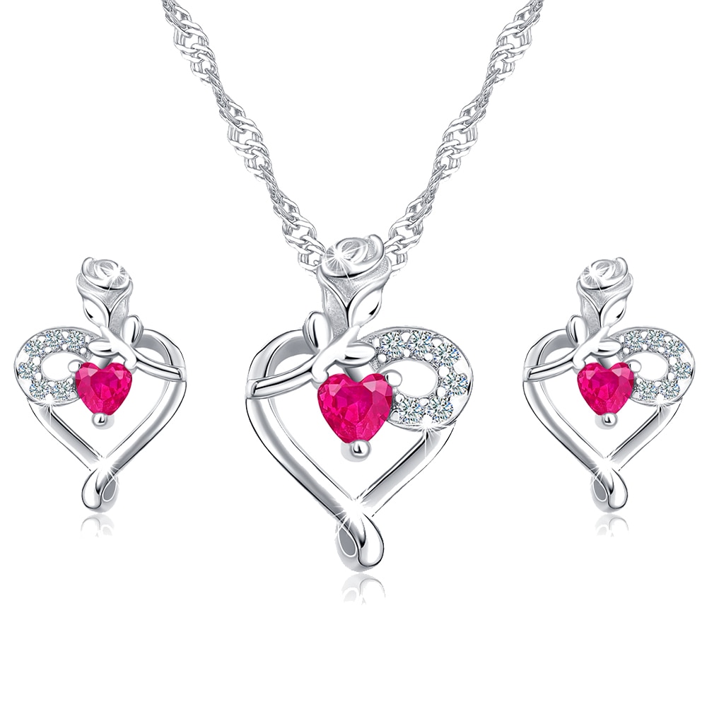 Set colier si cercei dama, Mennica Bydgoska, Model inima, Argint ...