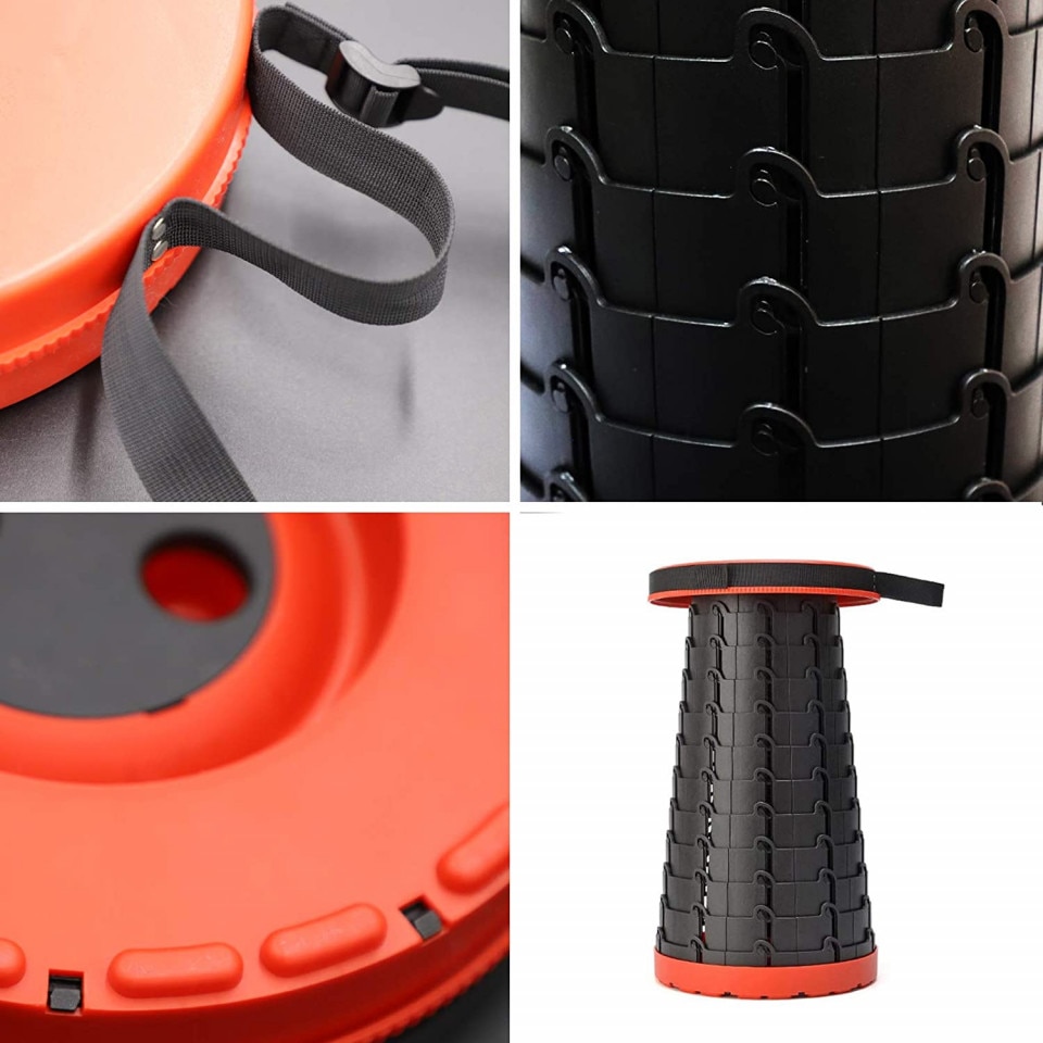 Taburet pliabil telescopic Homease, polipropilena, rosu/negru, 26 x 46 ...