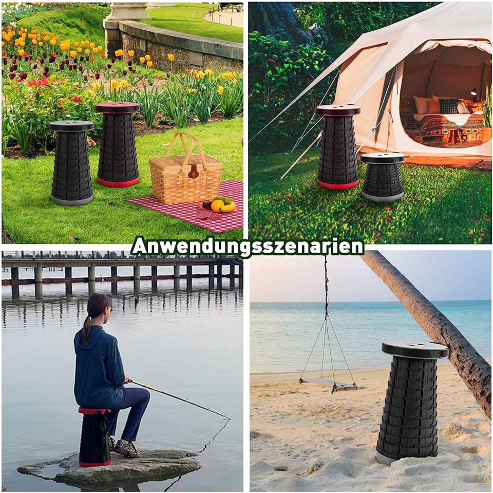 Taburet pliabil telescopic Homease, polipropilena, rosu/negru, 26 x 46 ...