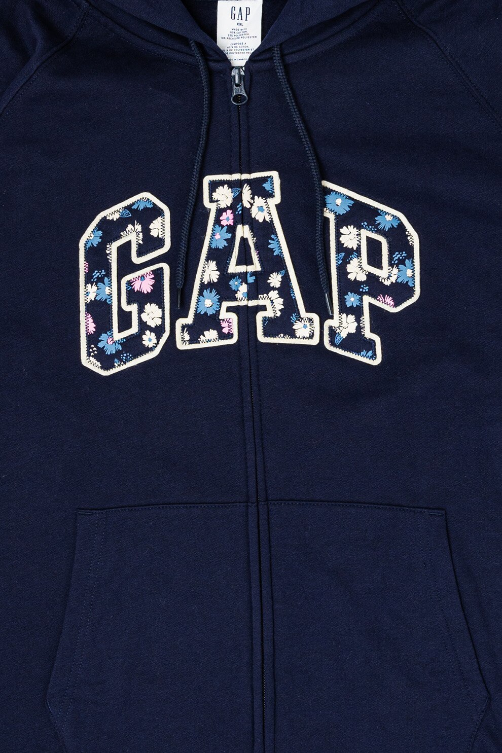 GAP, Hanorac cu fermoar si logo [[xxx]], Alb, Roz, Albastru marin, S ...