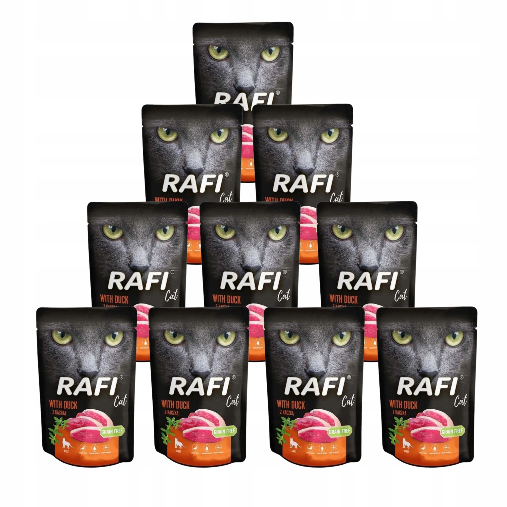 Set 10 plicuri hrana umeda pentru pisici, Rafi, Rata, 100 g - eMAG.ro