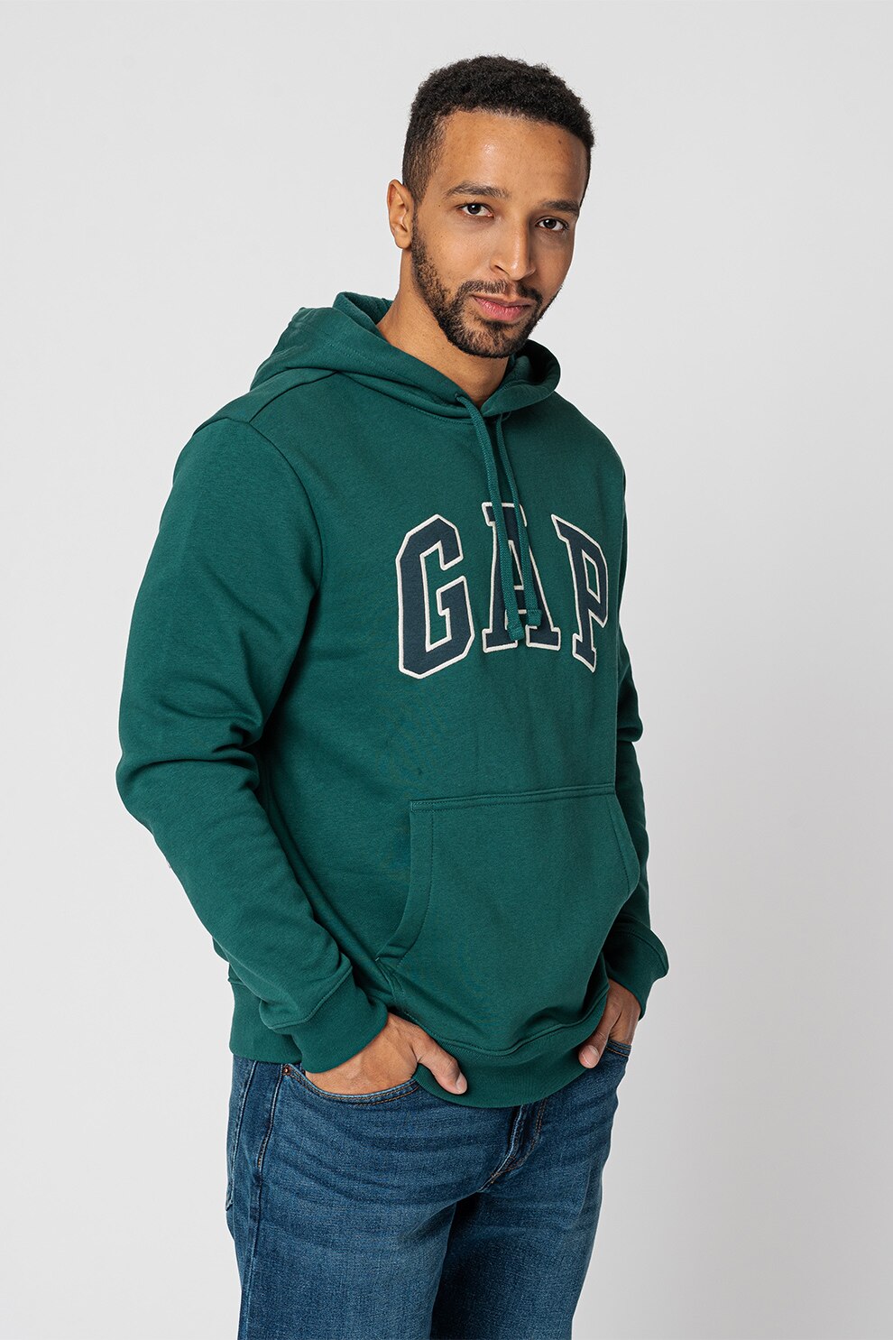 GAP, Худи с джоб кенгуру и лого, Тъмнозелен, M - eMAG.bg