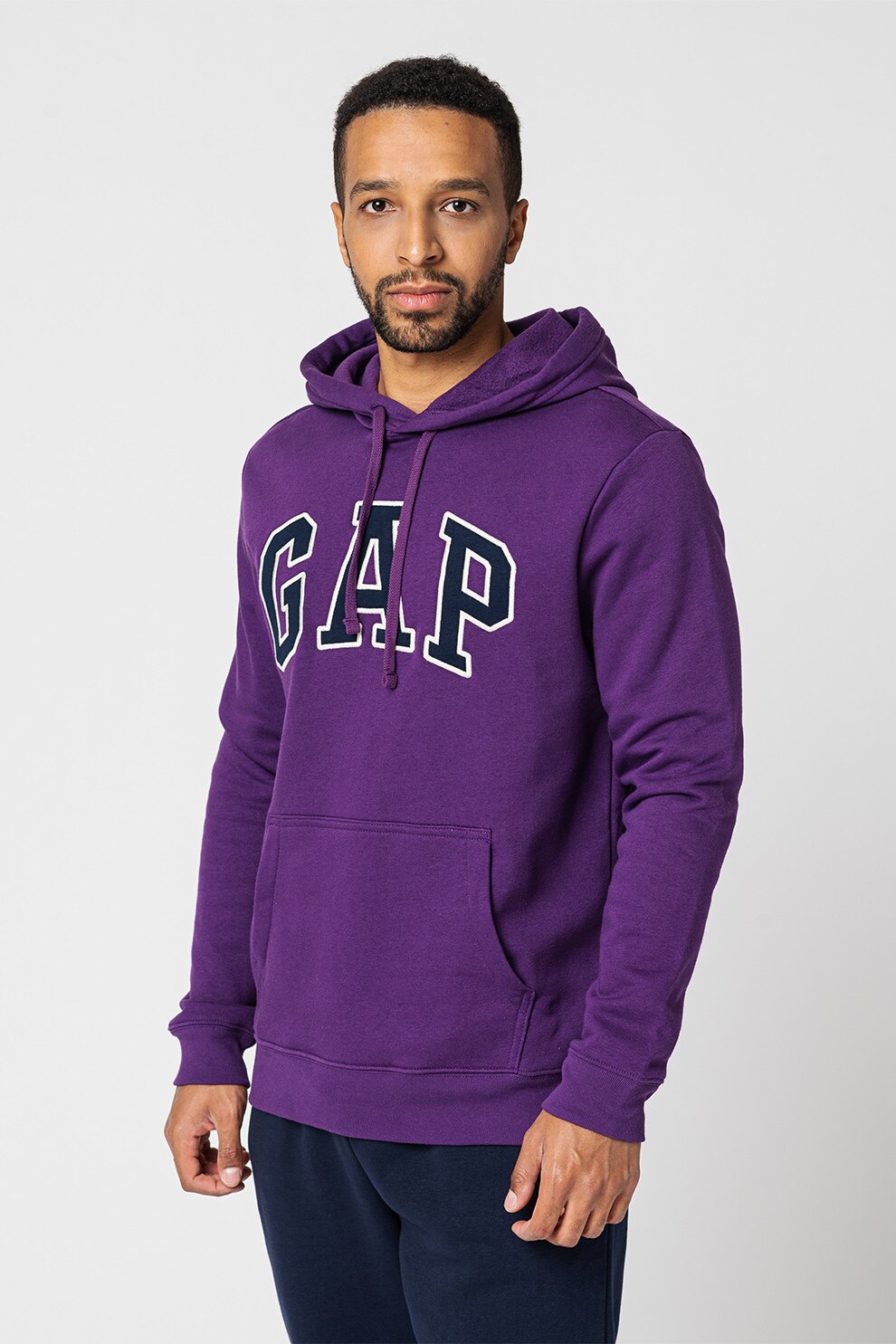 GAP, Худи с джоб кенгуру и лого, Виолетов, XL - eMAG.bg