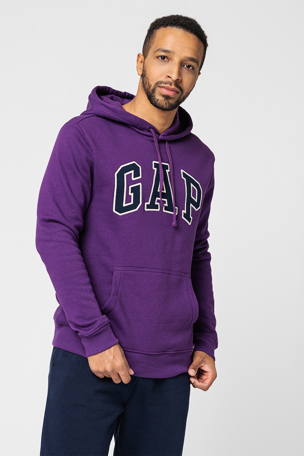 GAP, Худи с джоб кенгуру и лого, Виолетов, XL - eMAG.bg