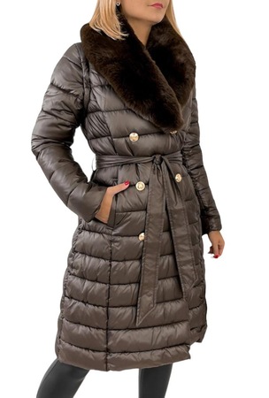 Geaca dama Luxury 2 in 1 cu vesta si blanita la gat, maro, XL - eMAG.ro