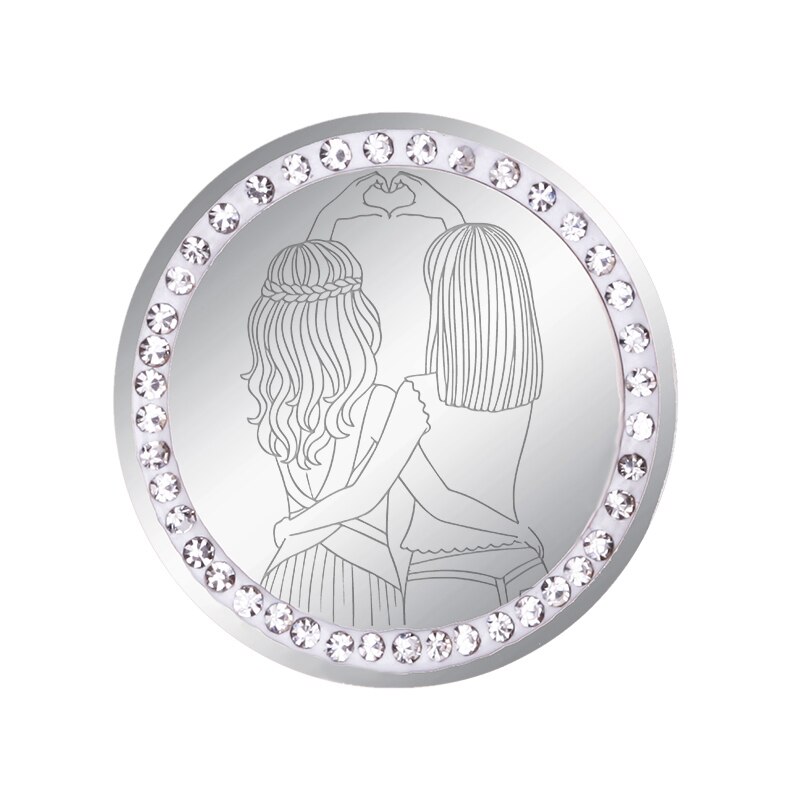 Martisor Brosa Inox Banut Pietre Imbratisare Argintiu - eMAG.ro