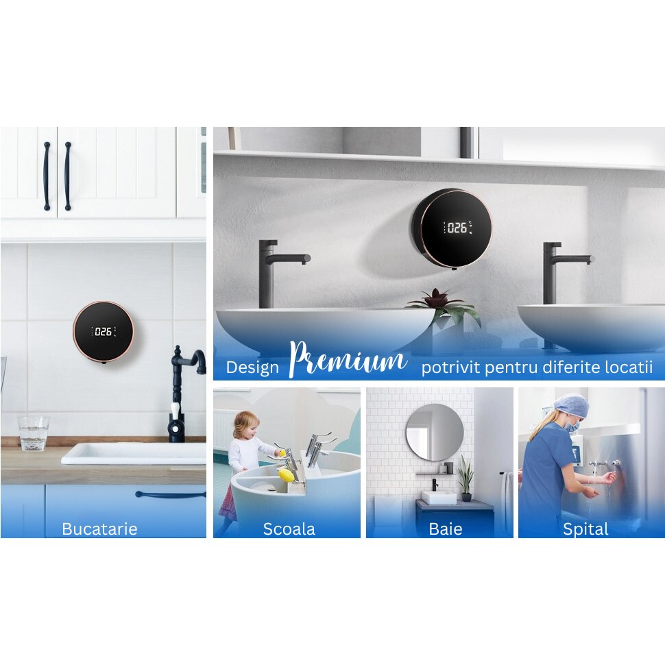 Dispenser sapun cu senzor de miscare, fara atingere, prindere de perete ...