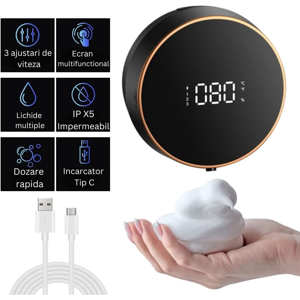 Dispenser sapun cu senzor de miscare, fara atingere, prindere de perete ...