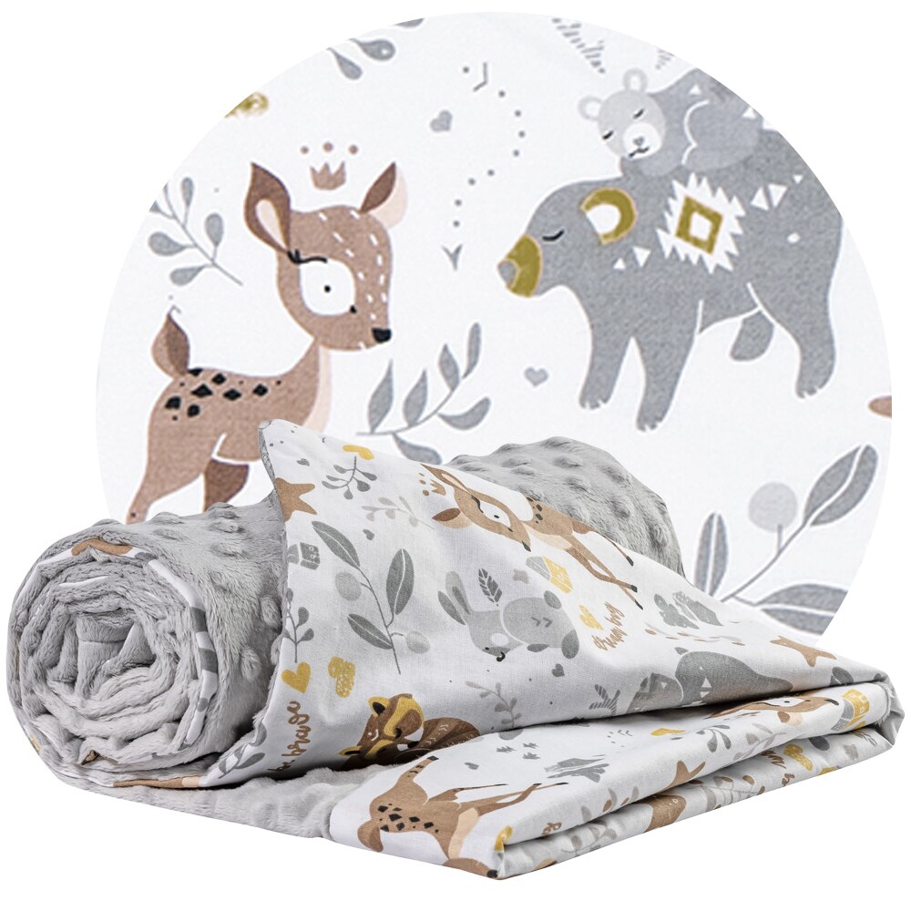 Patura reversibila minky, BabyBoom, pentru bebelusi, model Cerb, 75 x ...