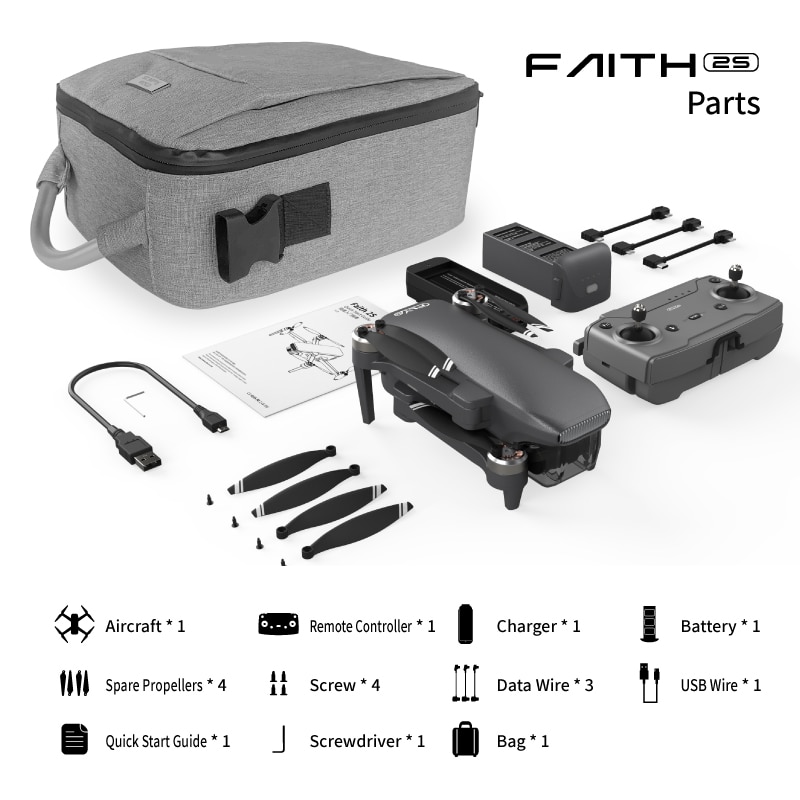 Дрон CFLY Faith 2S, 3-осен стабилизатор, 4K SonyUHD камера, предаване ...