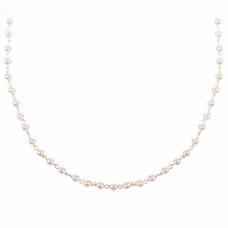 Colier elegant de dama cu margele albe, model Pufo Whitey Gold - eMAG.ro