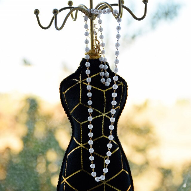 Colier elegant de dama cu margele albe, model Pufo Whitey Gold - eMAG.ro