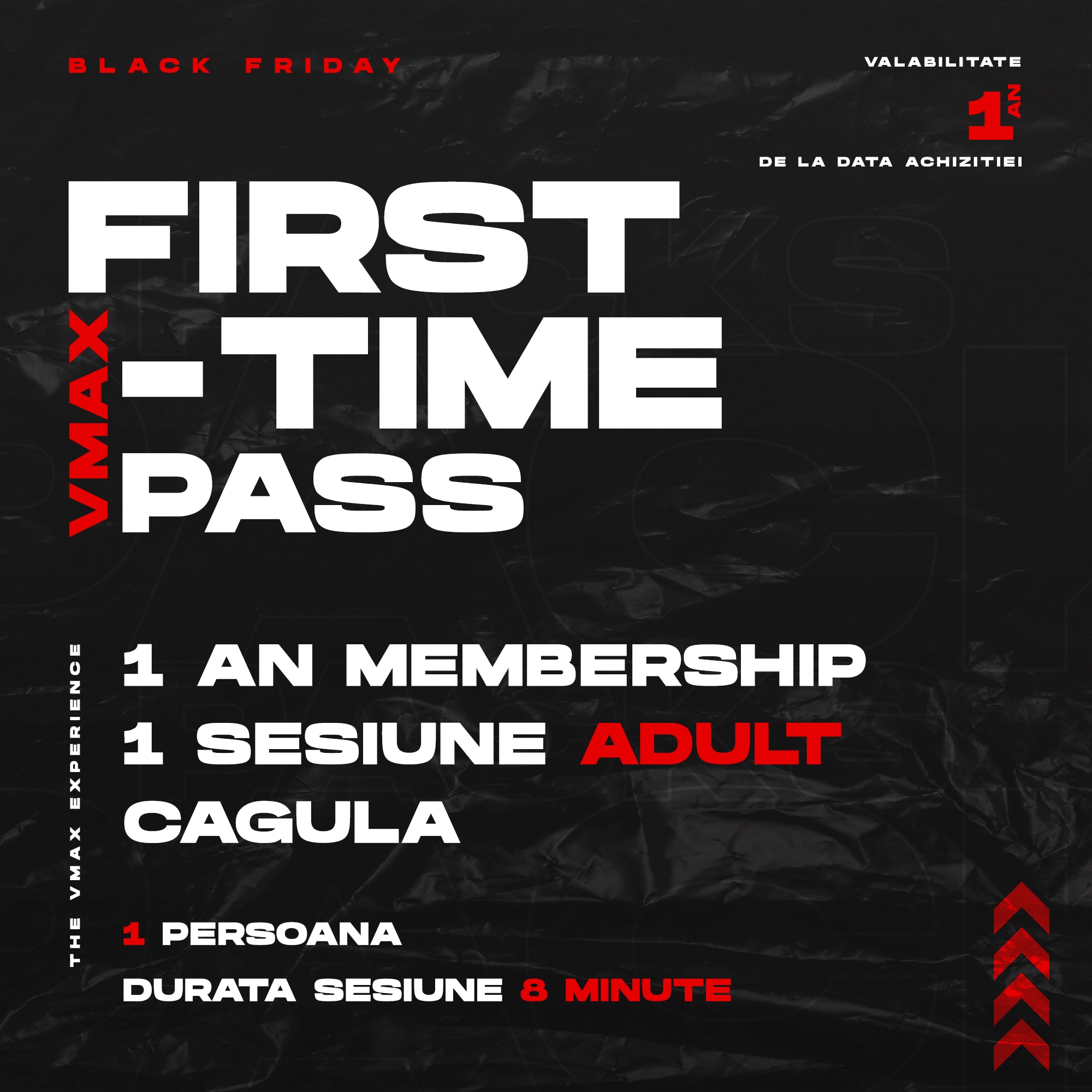 Voucher Vmax, First Time Pass, 1 persoana, 1 sesiune, Bucuresti si Cluj ...