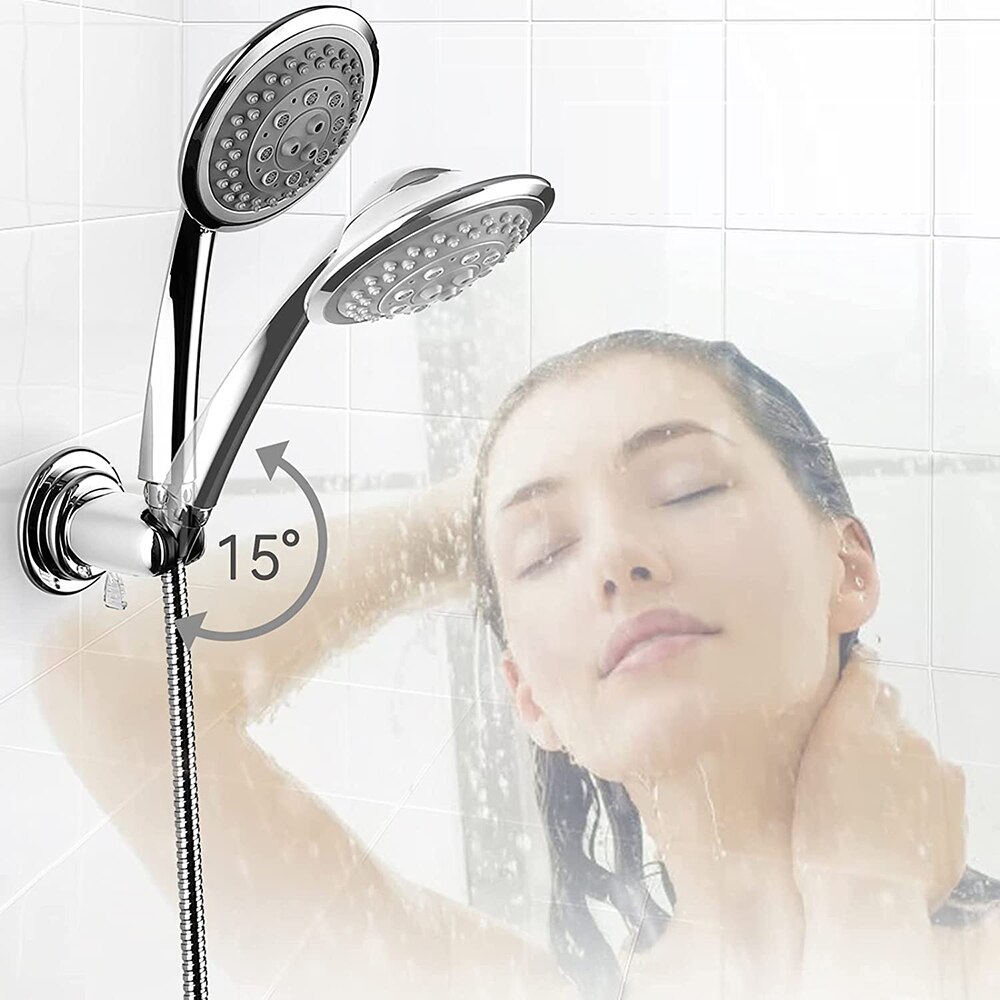 YWX опора за душ глава, с вендуза, регулируема на 15 градуса, поддържа ...