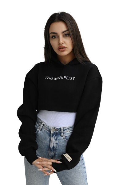 Hanorac de dama, model Manifest, vatuit, L INTL, Negru - eMAG.ro