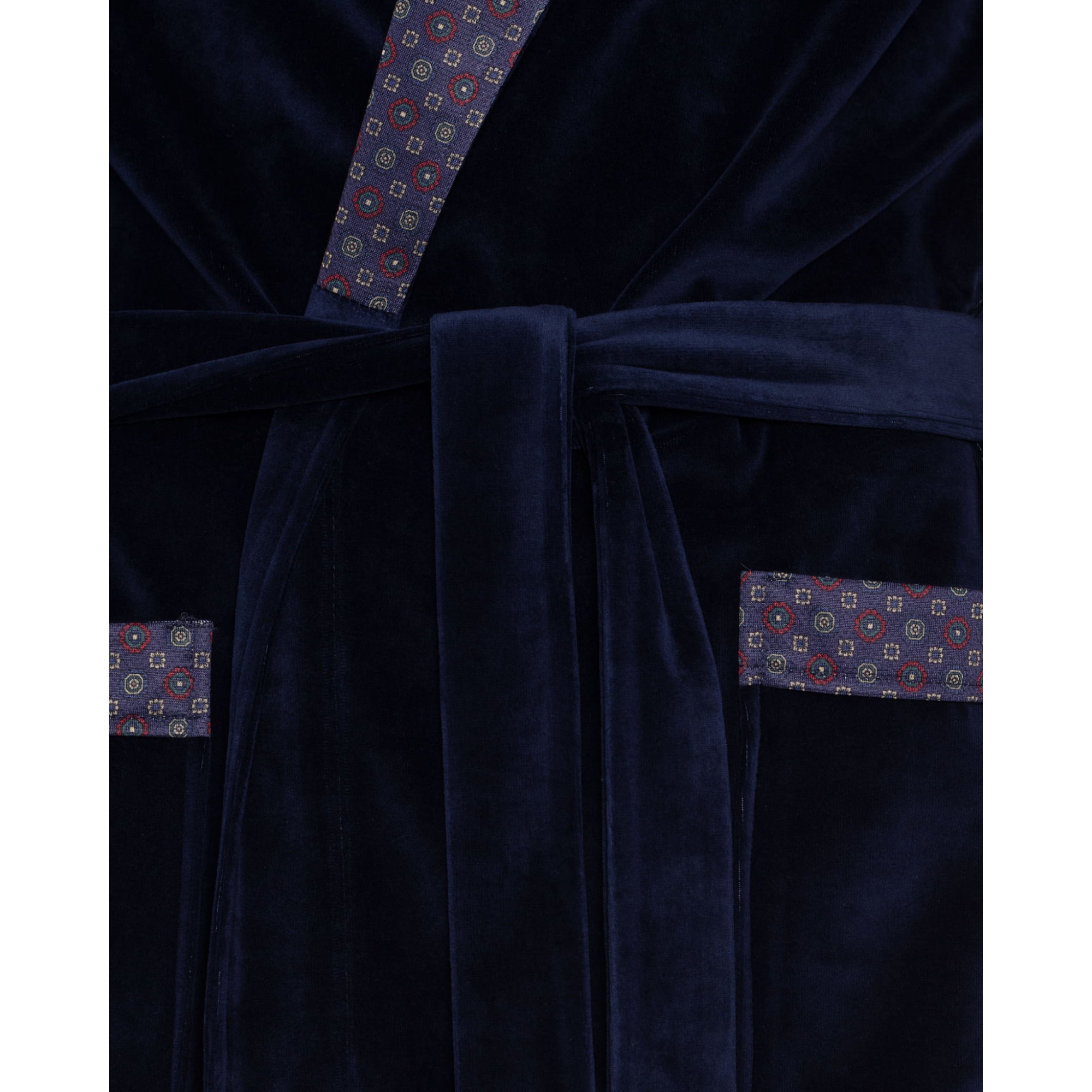 Halat de baie barbatesc, Revise, Velur/Bumbac, Elegant, Bleumarin ...