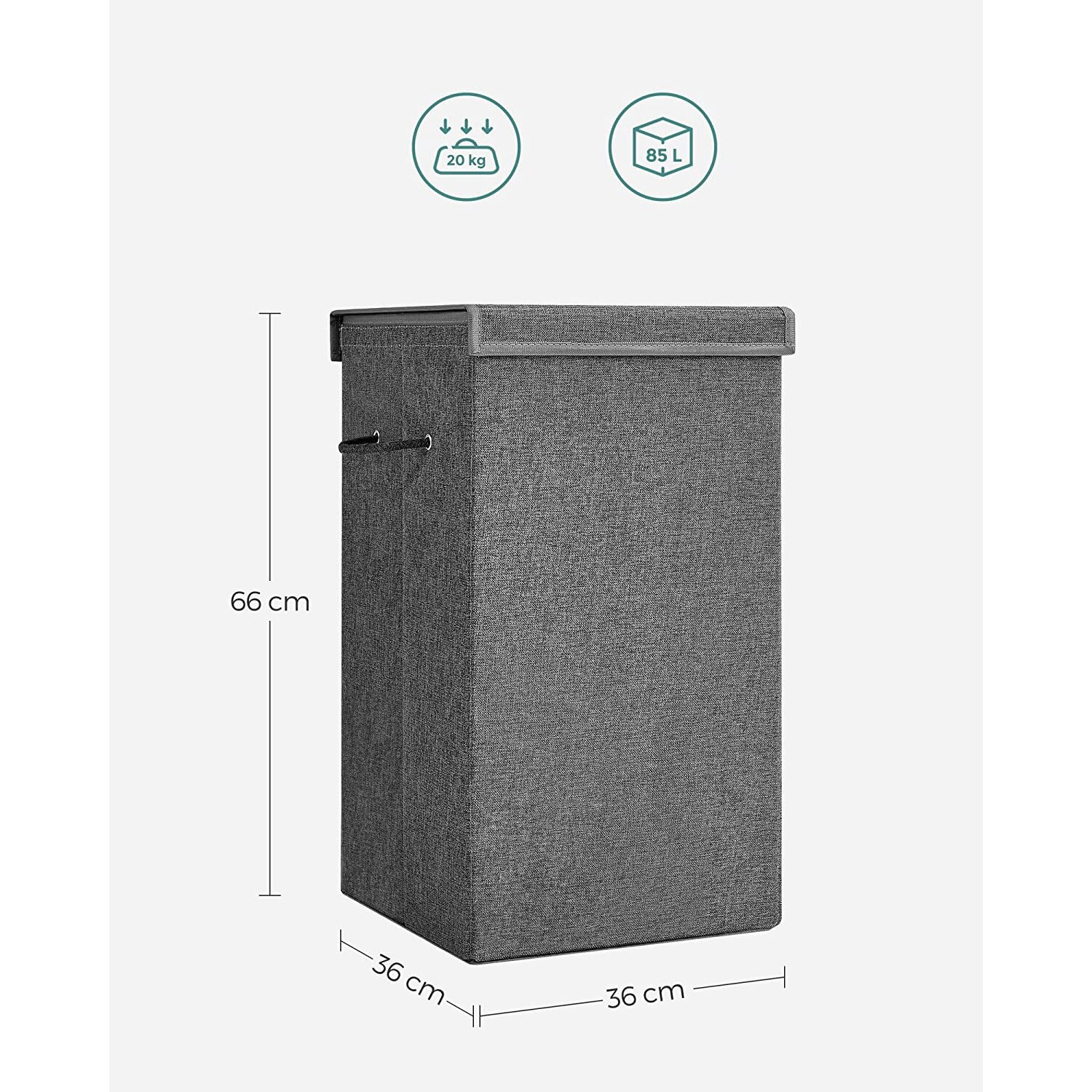 Cos de rufe 85L, SONGMICS,36 x 36 x 66 cm, despartitor de rufe cu capac ...