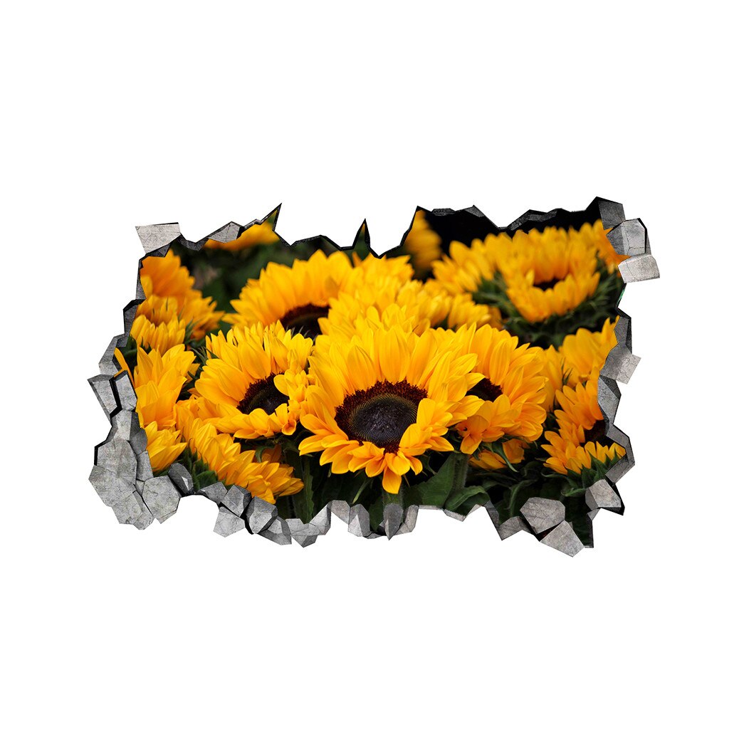 Autocolant decorativ, Gaura in perete, Arbori si flori, Multicolor, 83 ...