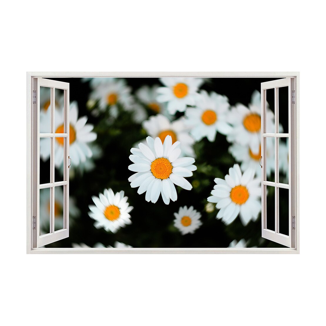 Autocolant decorativ, Fereastra, Arbori si flori, Multicolor, 83 cm ...