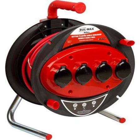 BUL-MAX drum roll hosszabbító, 50 méter, 3x2,5 mm, 4 aljzat, piros ...
