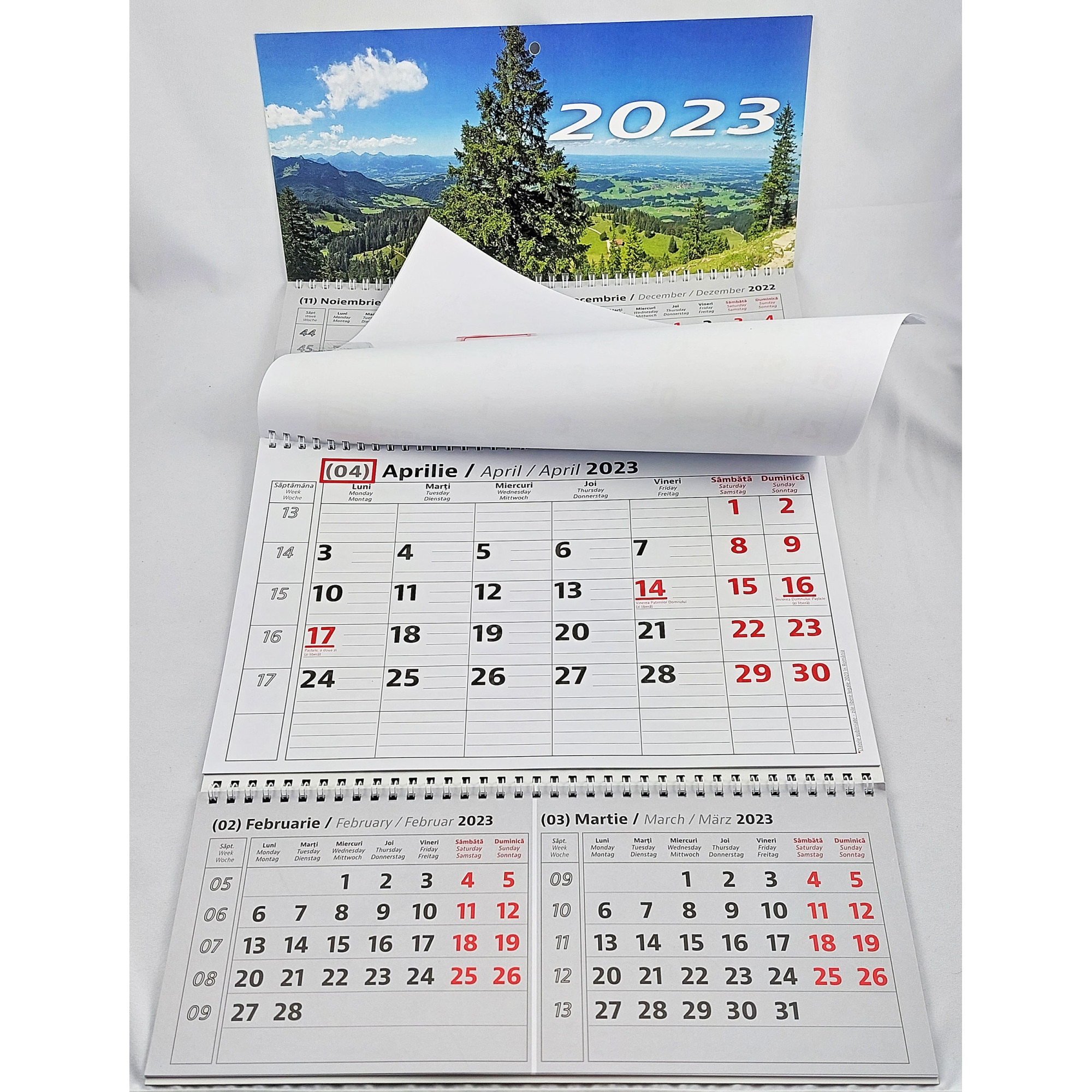 Calendar 2023 de perete cu 5 luni cu spatiu pentru adnotari, triptic ...