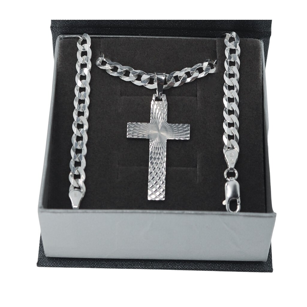 Lant din argint cu cruce 925 latime 5 mm 55 cm - eMAG.ro