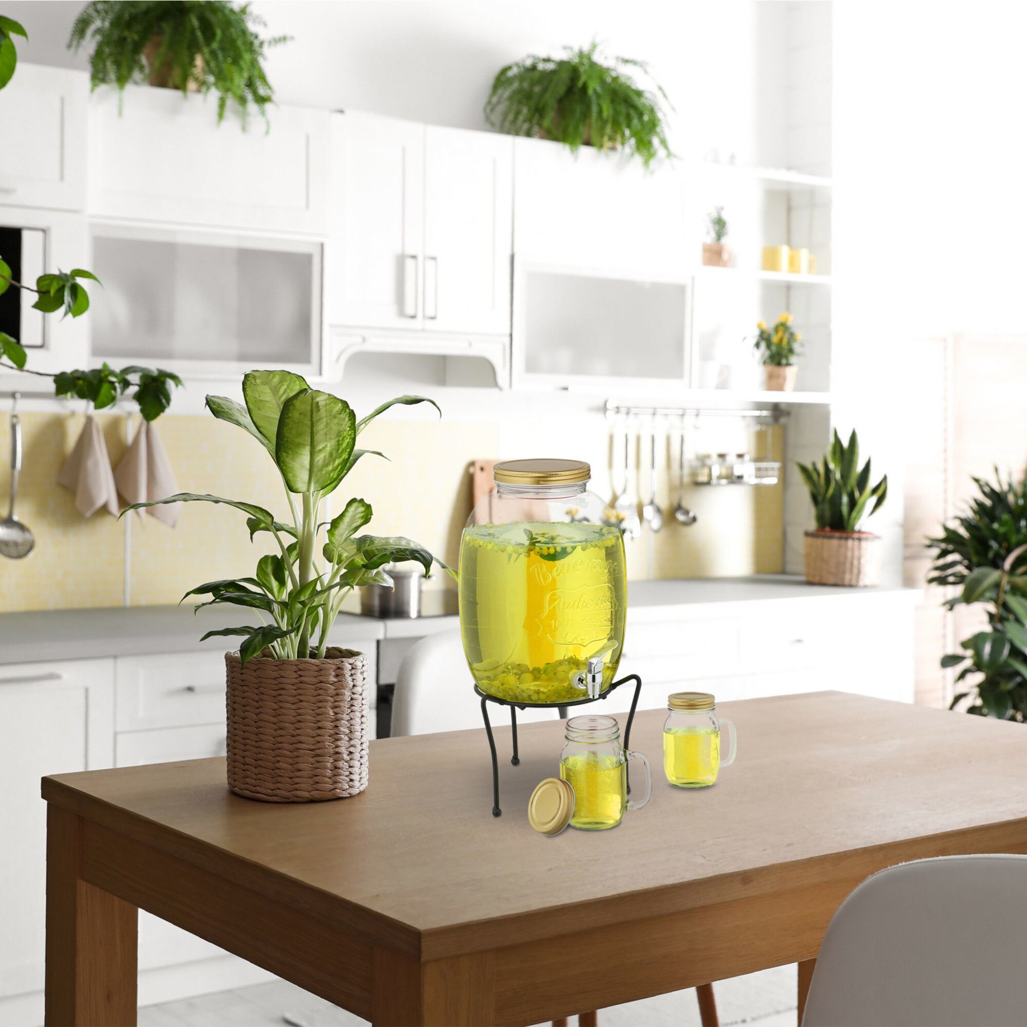 Carafa pentru limonada sau citronada cu 4 pahare tip halba, Relaxdays ...