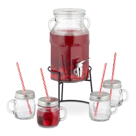 Carafa pentru limonada sau citronada cu 4 pahare tip halba, Relaxdays ...