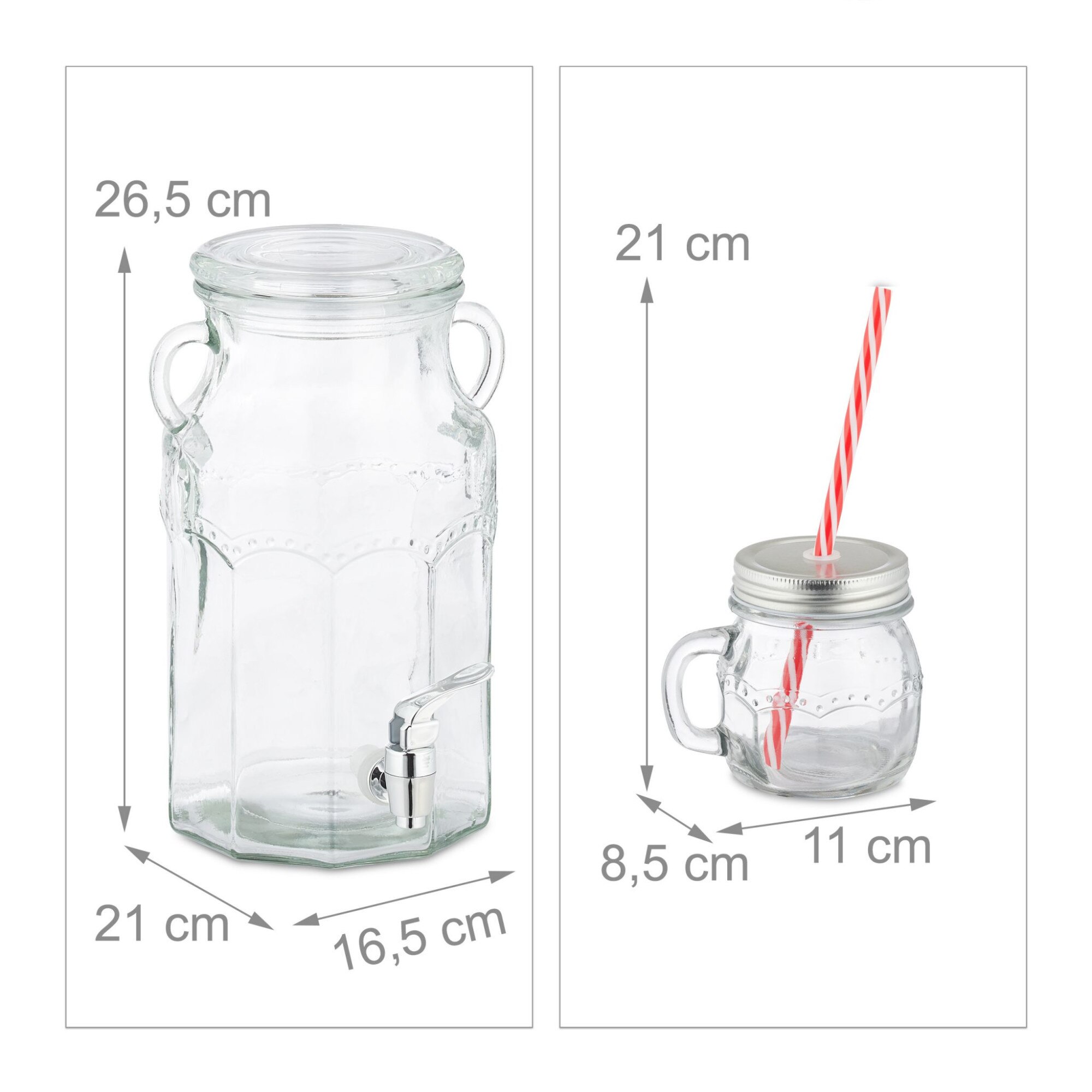 Carafa pentru limonada sau citronada cu 4 pahare tip halba, Relaxdays ...