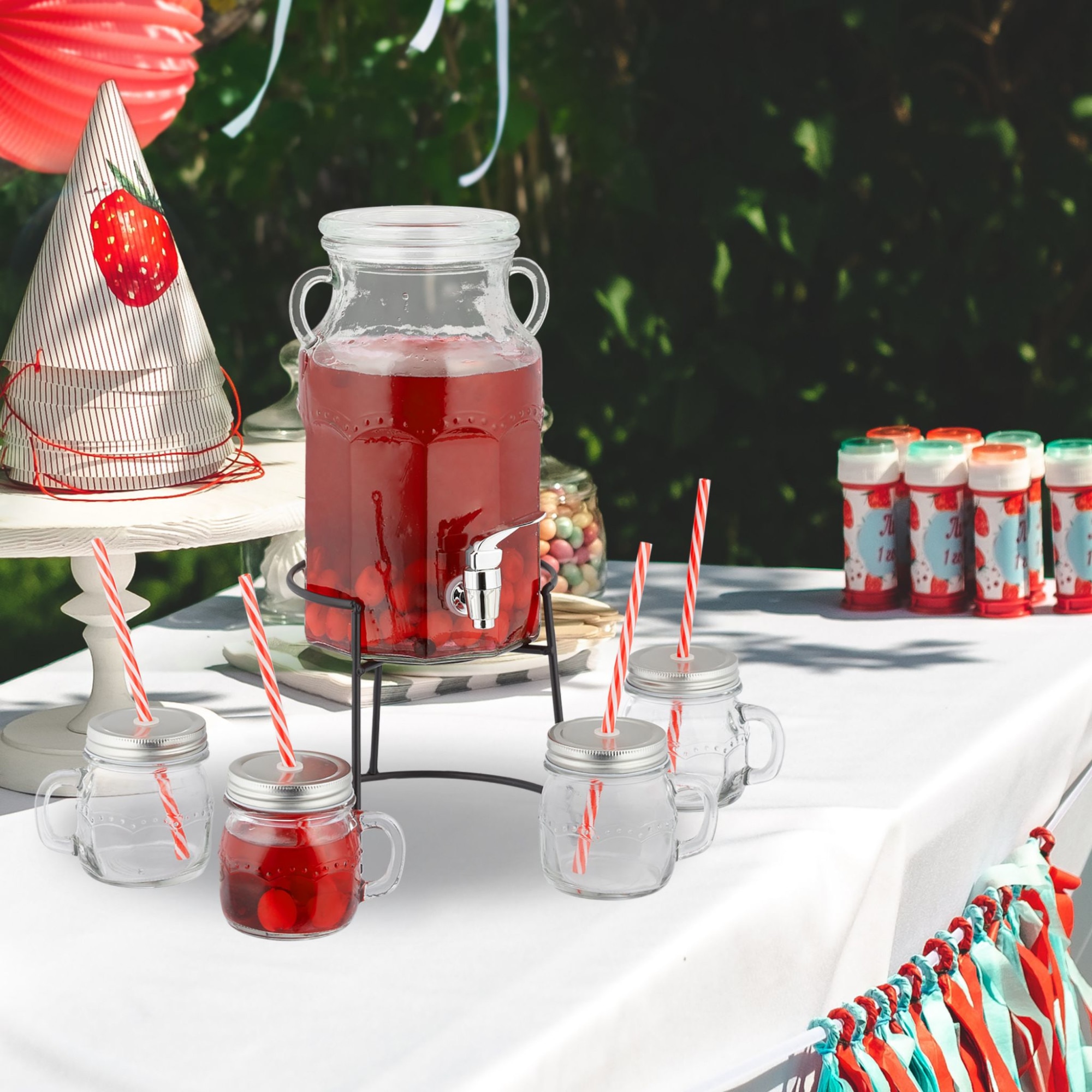 Carafa pentru limonada sau citronada cu 4 pahare tip halba, Relaxdays ...