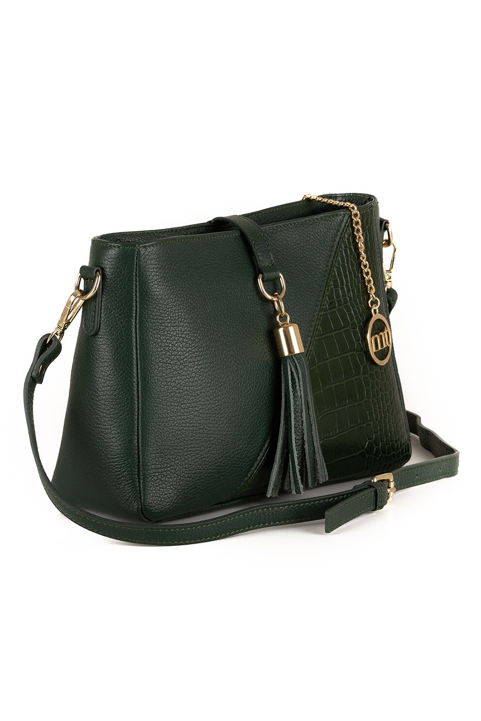 Mia Tomazzi, Geanta crossbody de piele Durazzo, Verde padure - eMAG.ro