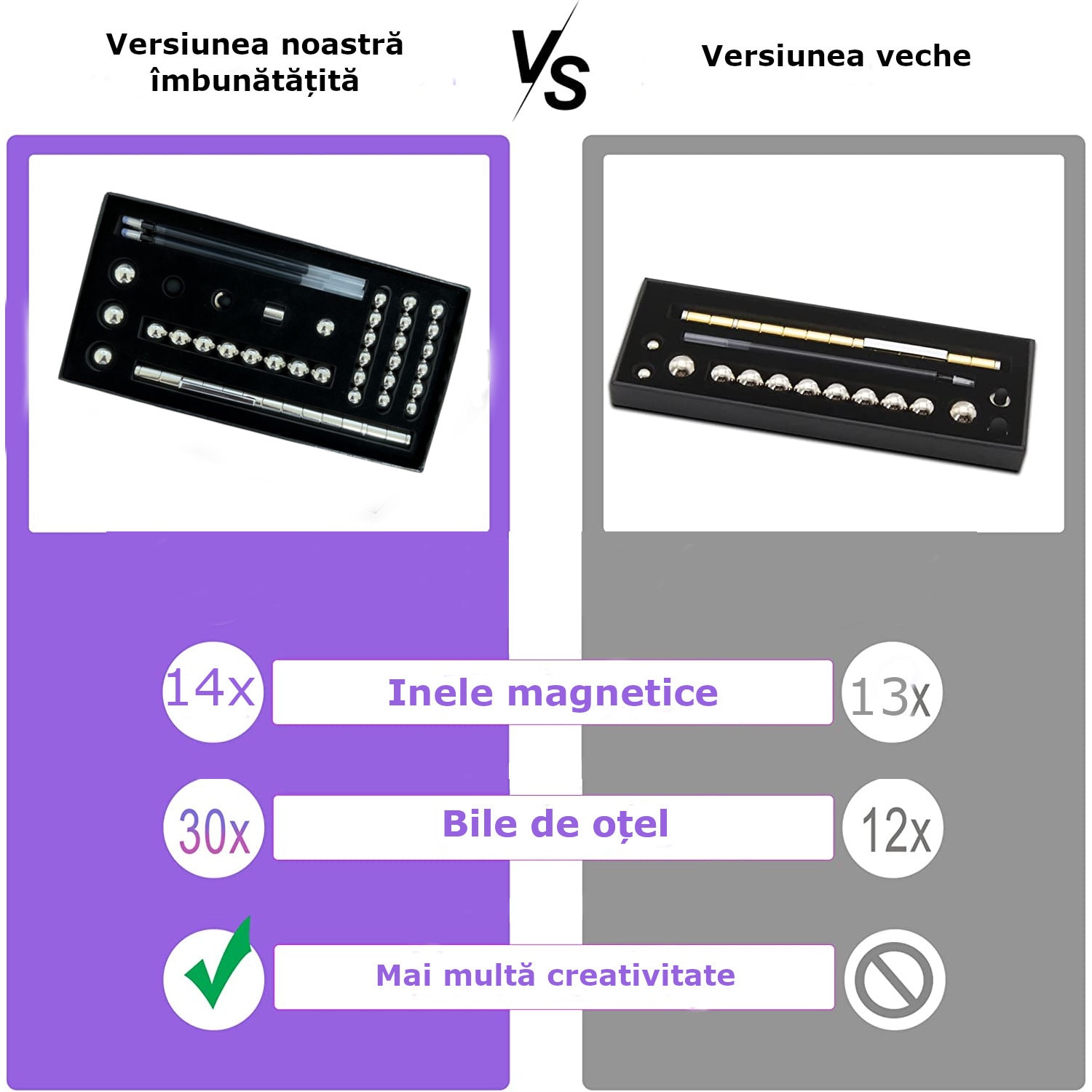 Set Pix Modular Magnetic Premium cu 30 Bile Magnetice, 14 Inele ...