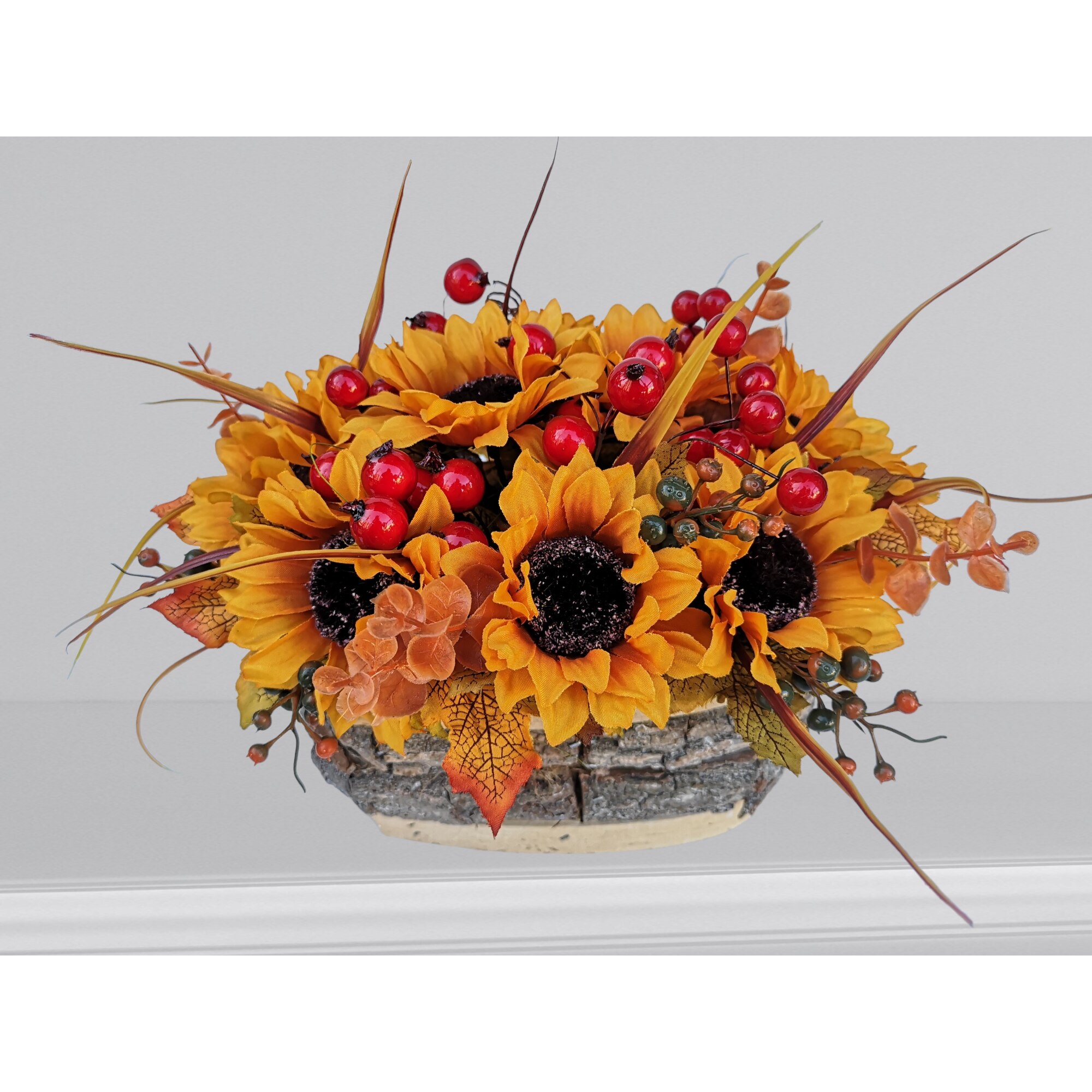 Aranjament floral din flori artificiale 28x20x19 cm, Dady, cu floarea ...
