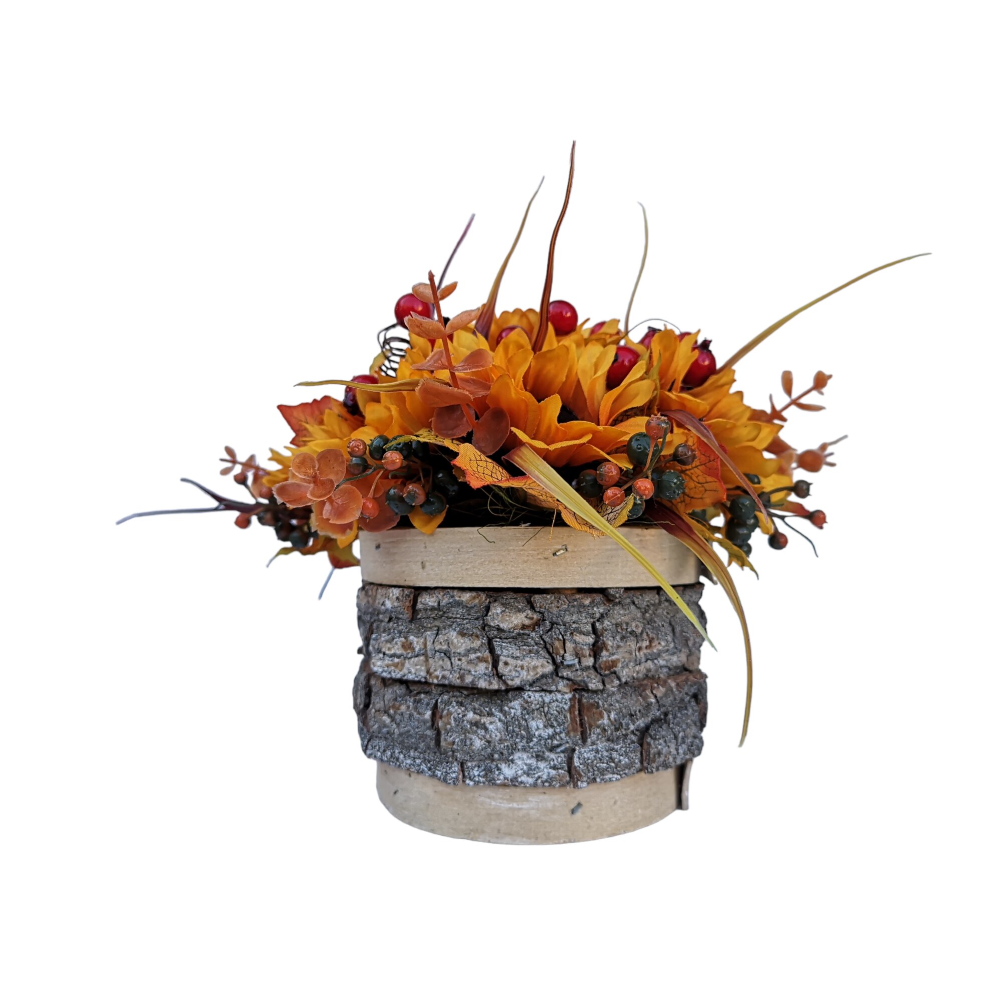 Aranjament floral din flori artificiale 28x20x19 cm, Dady, cu floarea ...