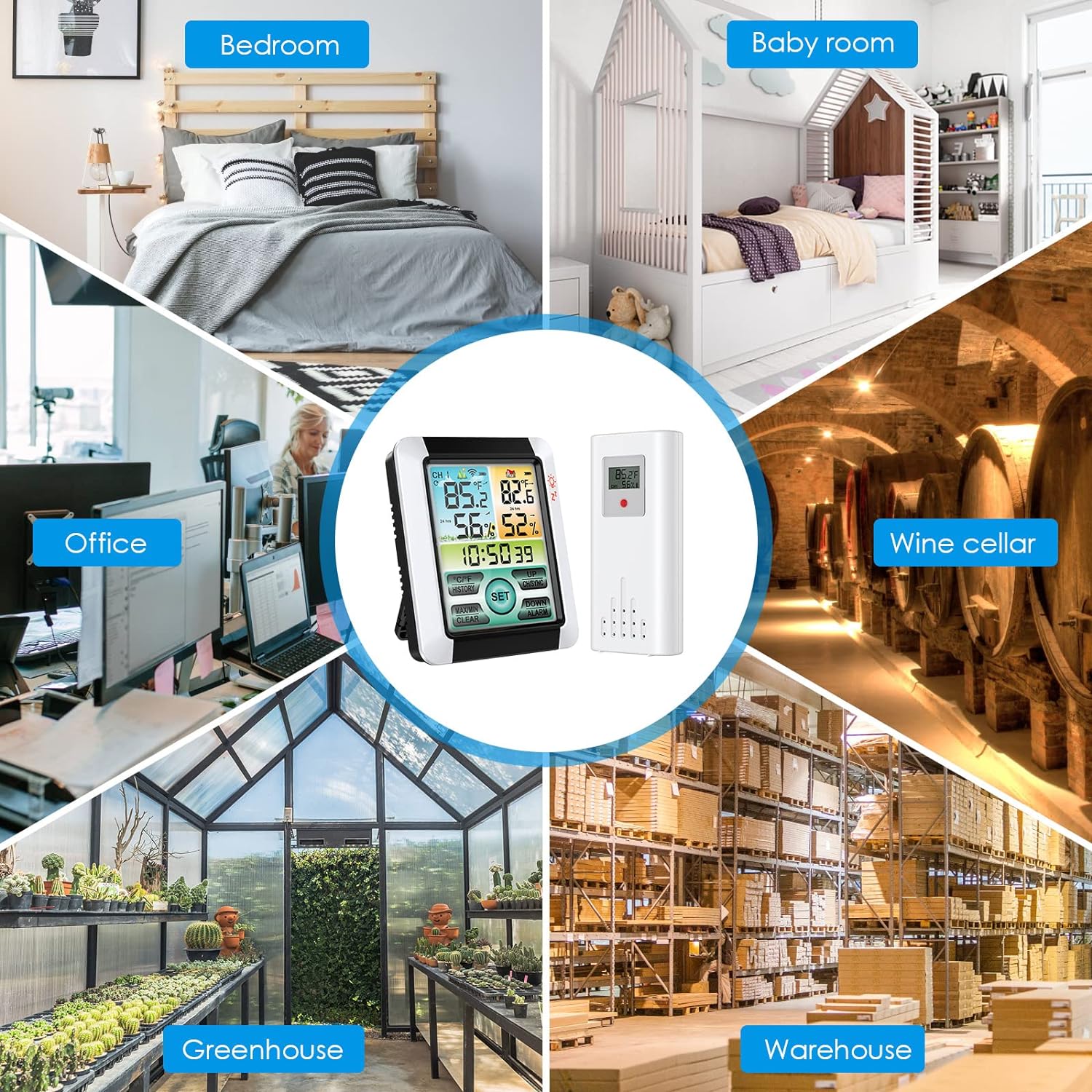 Termometru si higrometru de camera si exterior JustZen™ 8851, ecran ...