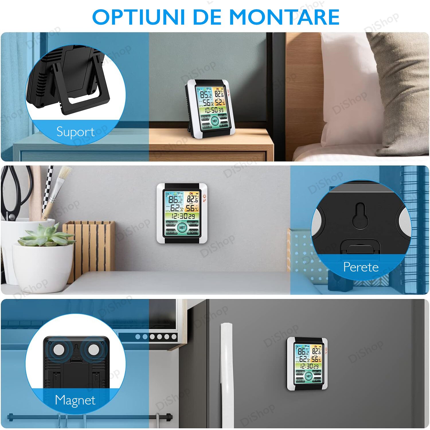 Termometru si higrometru de camera si exterior JustZen™ 8851, ecran ...