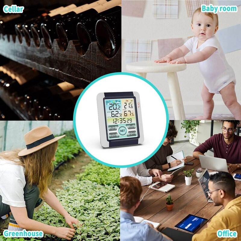 Termometru si higrometru de camera si exterior JustZen™ 8851, ecran ...