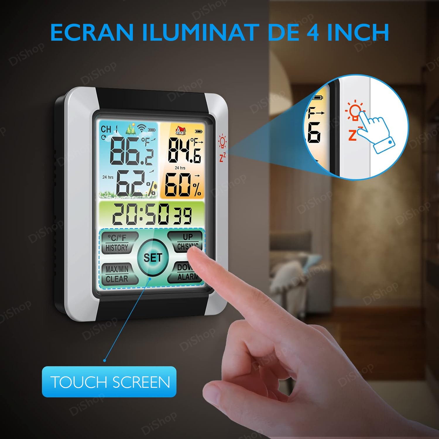 Termometru si higrometru de camera si exterior JustZen™ 8851, ecran ...