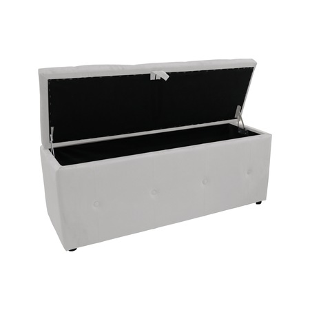 Bancheta tapitata Ilinca cu lada de depozitare, 124x43x52cm, piele ...