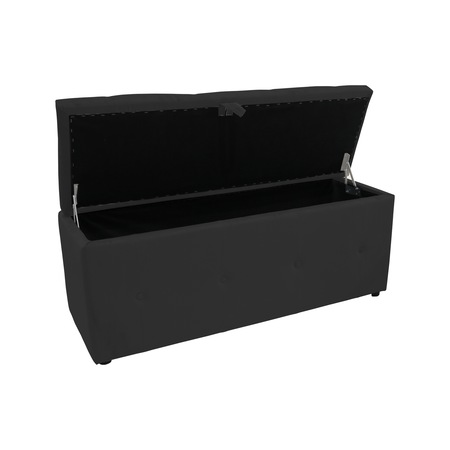 Bancheta tapitata Ilinca cu lada de depozitare, 124x43x52cm, piele ...