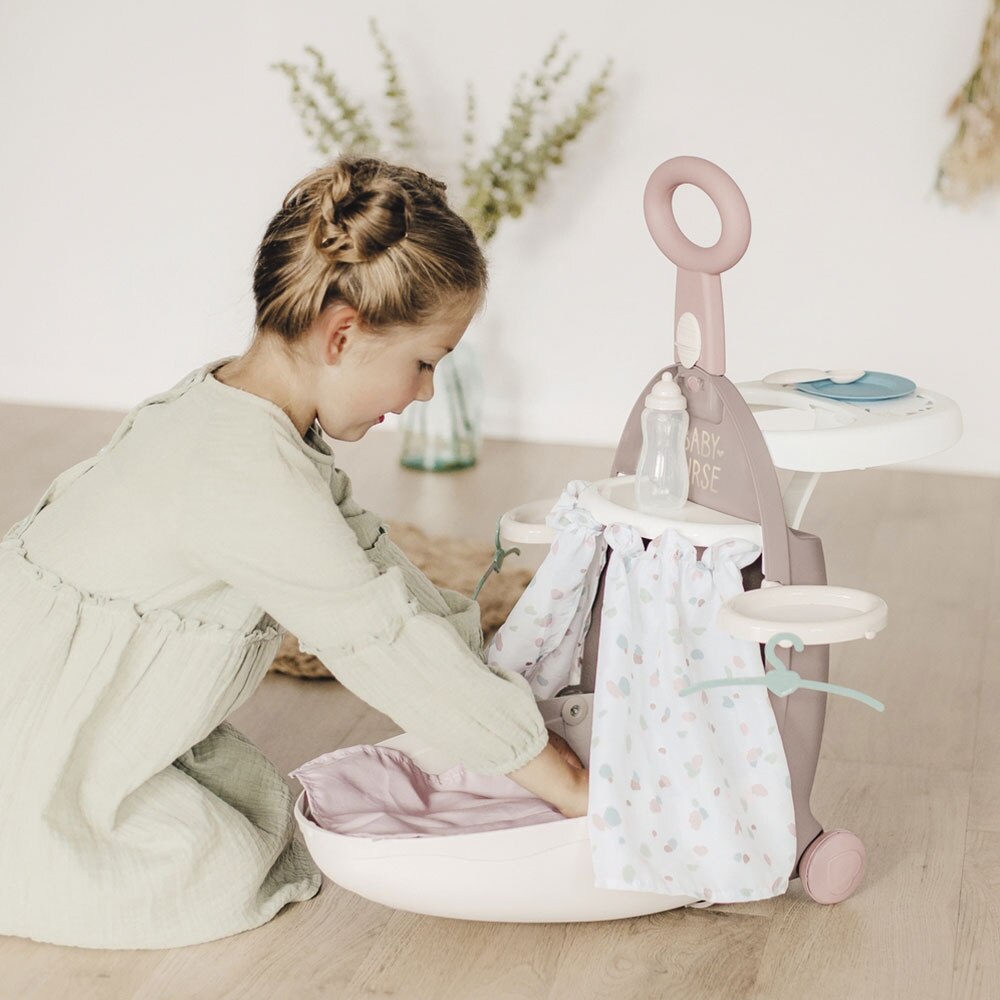 Valiza multifunctionala pentru papusi Smoby Baby Nurse 3 in 1 maro ...