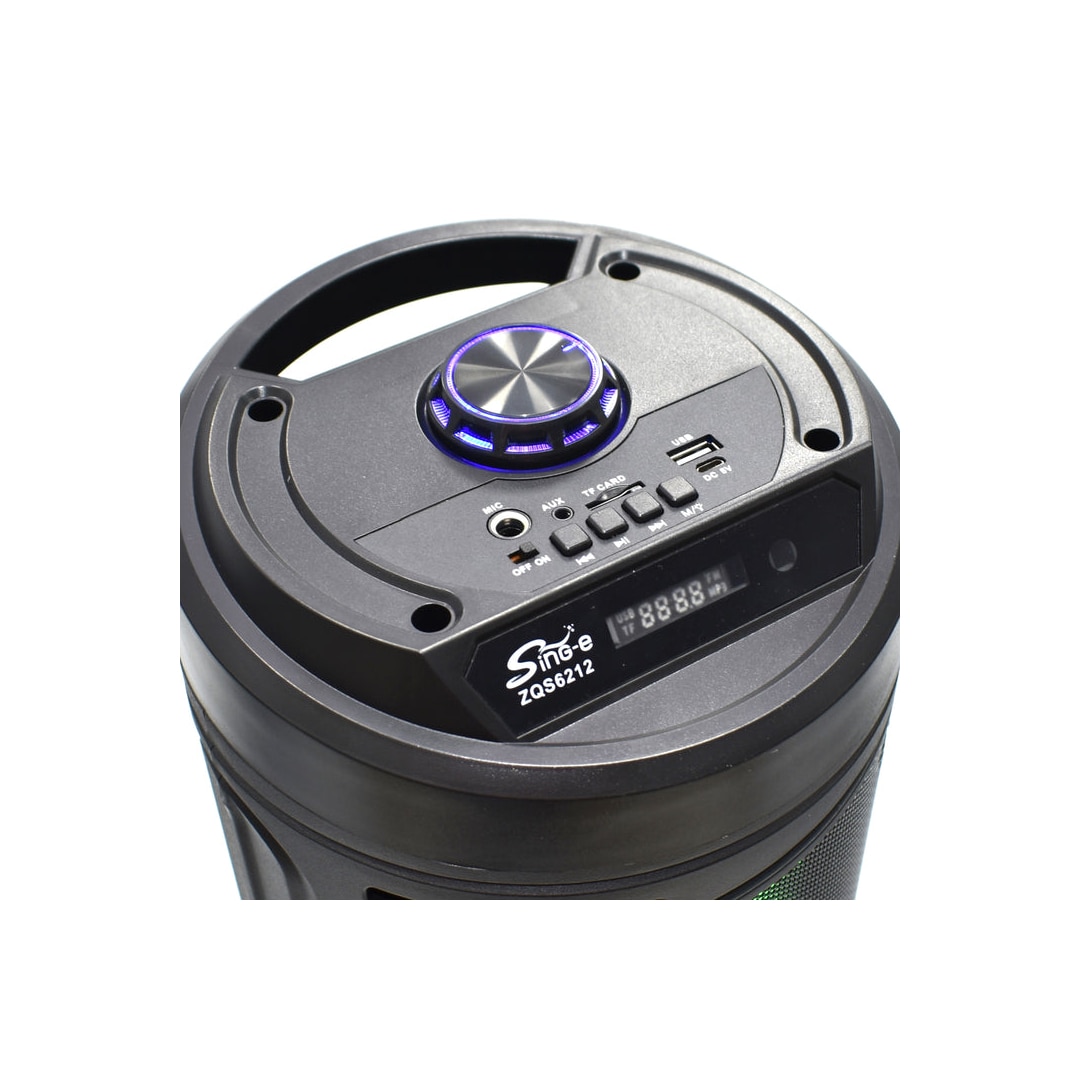 Boxa Portabila cu Microfon, Telecomanda, Bluetooth, AUX, Radio, Lumini, Negru, Bigshot ZQS-6212 ...